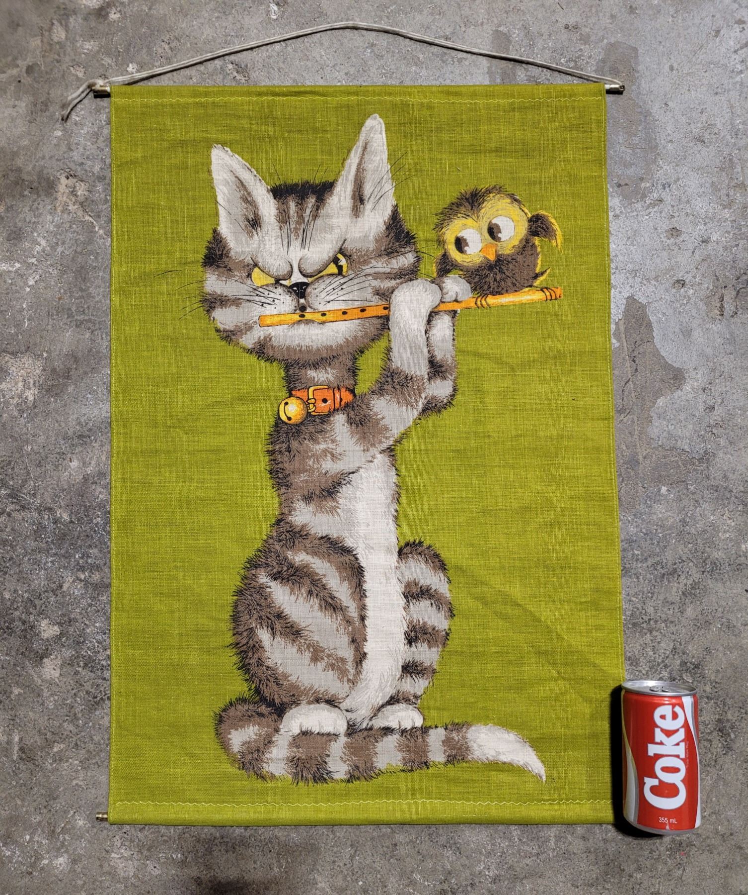 Vintage Cloth Cat Wall Hanger