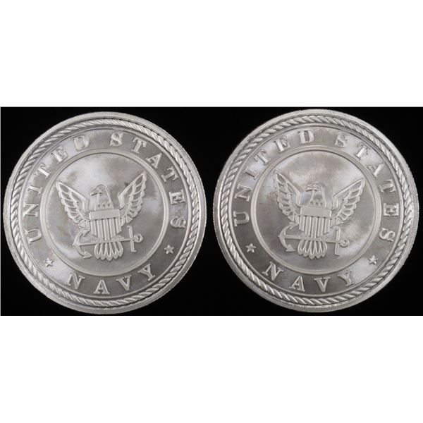 (2) 1 OZ .999 SILVER US NAVY ROUNDS