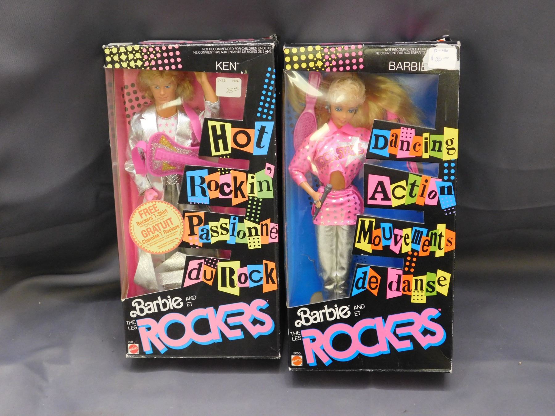Lot of 2 Barbie Rockers Barbie & Ken 1986 Dolls (previously opened)
