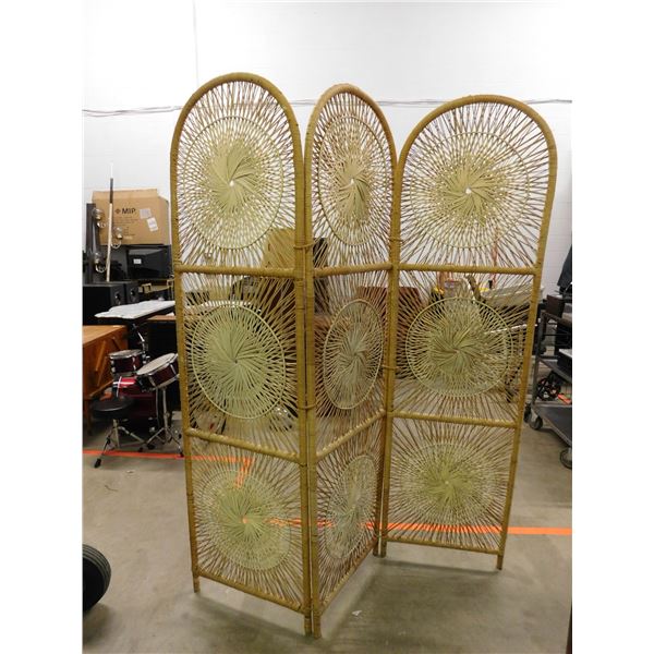 Wicker Rattan Folding Room Divider