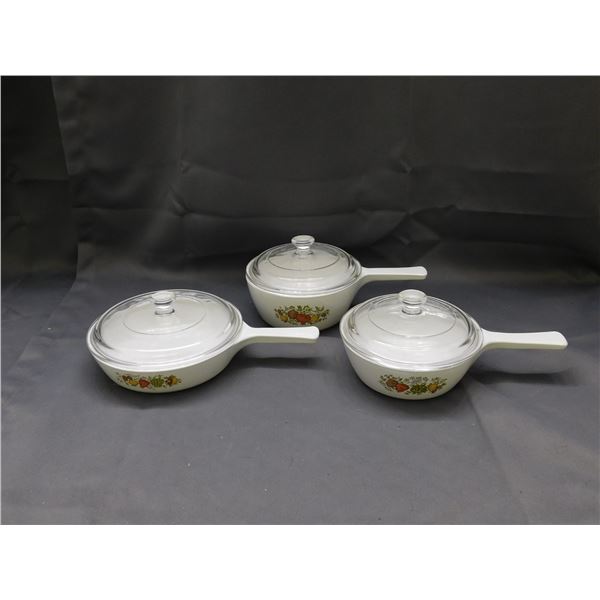 Lot of 3 Spice O Life PYREX Cooking Pots