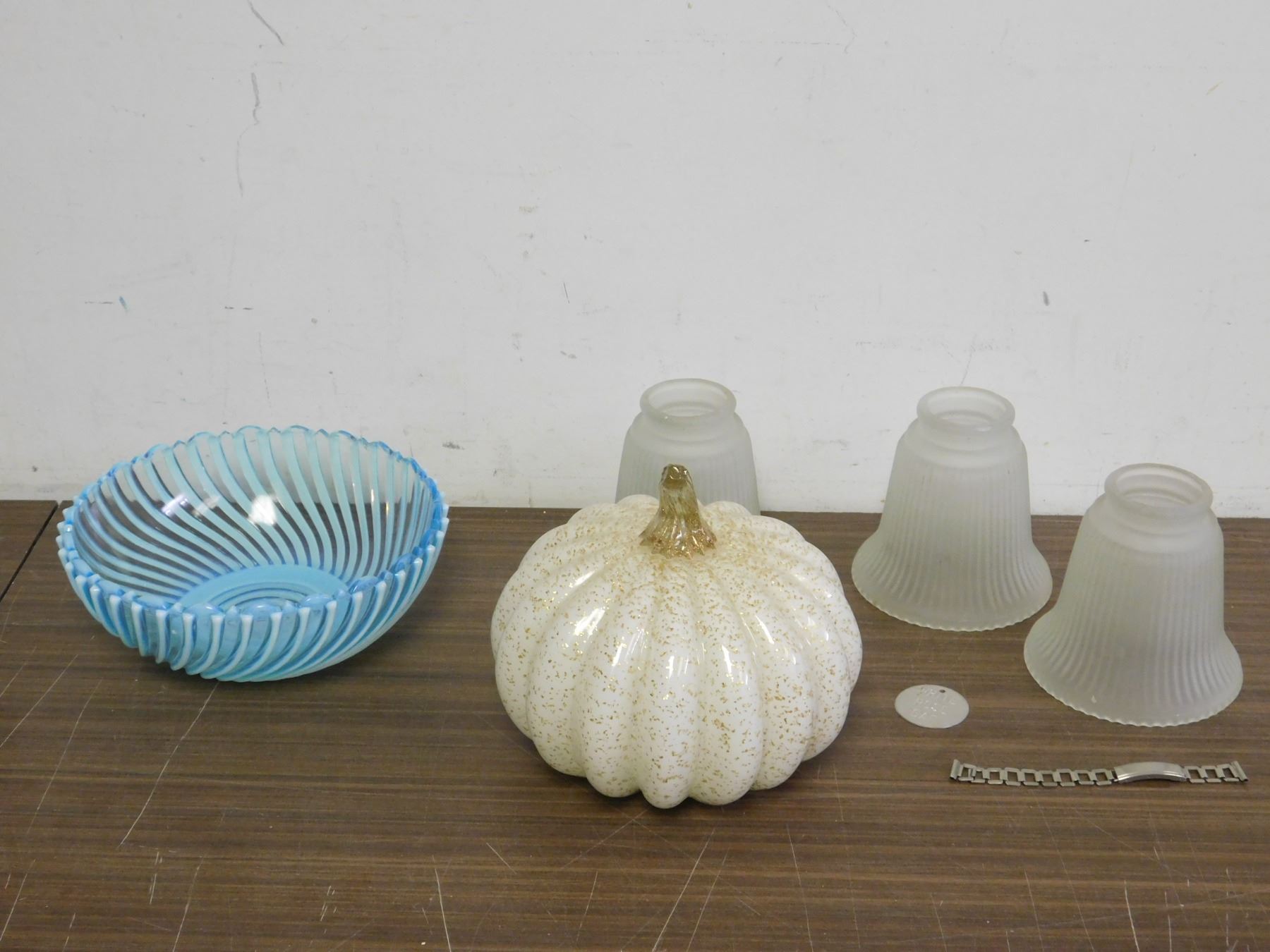 Glass Lamp Shades, Art Glass Pumpkin, Bowl