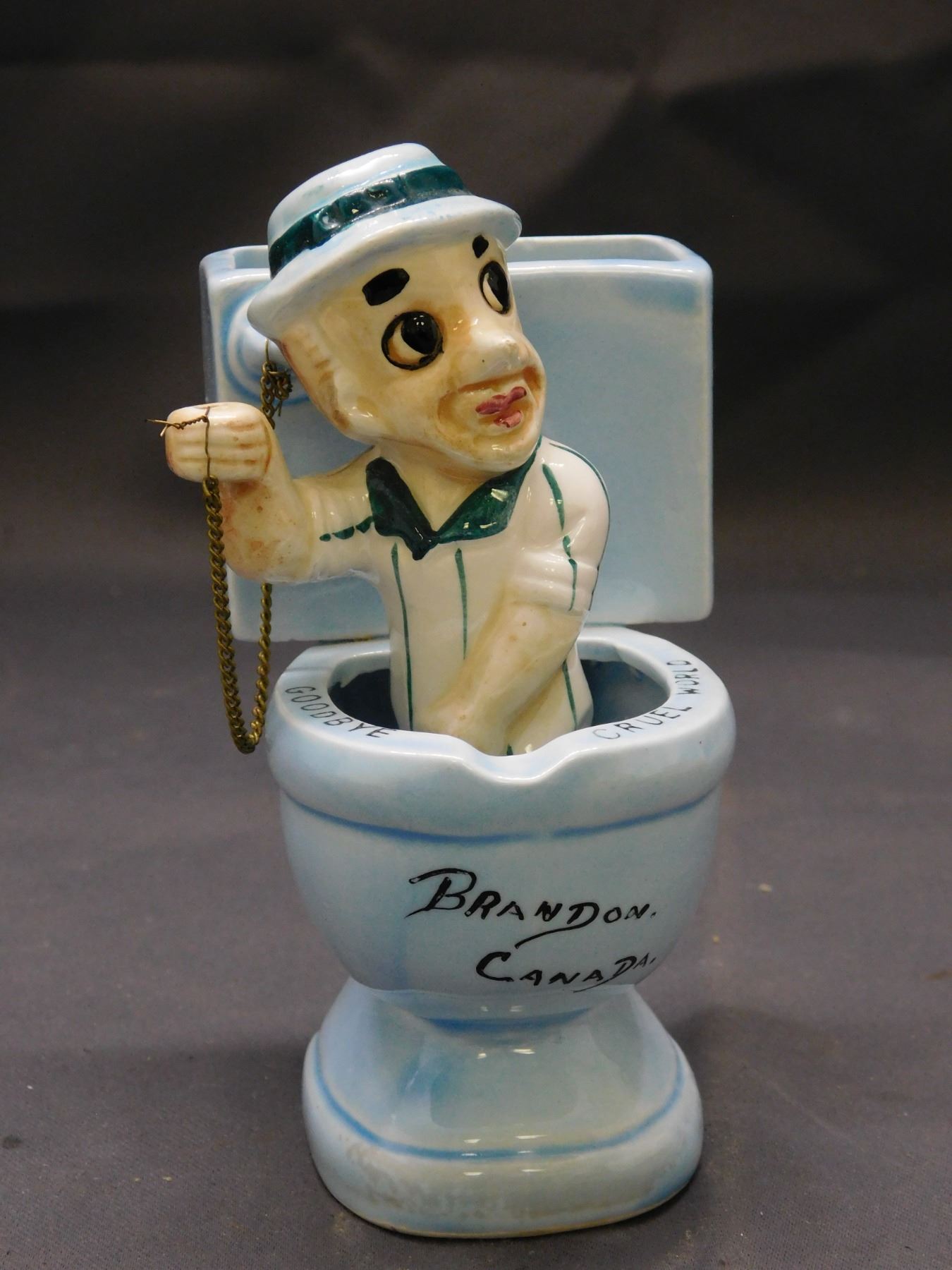 Wall Hanging Novelty Humour Gag "Goodbye Cruel World" Toilet Flush Man ...