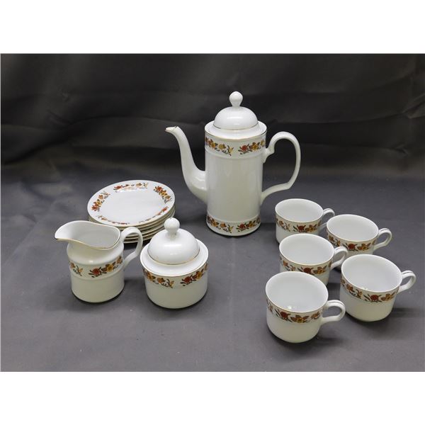 Made in China Tea / Coffee Set Orange and Yellow Floral Pattern, 5 cups ...