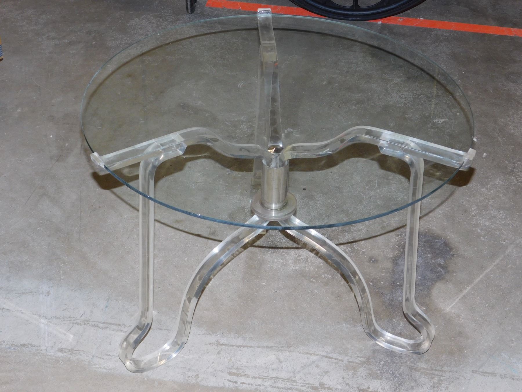 Small Round Glass Top Table with Plastic Base / Legs