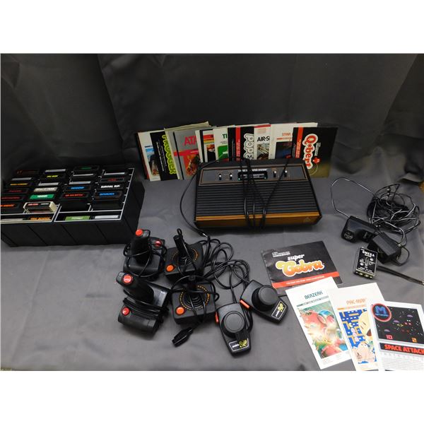 Vintage Atari 2600 Wood Panel 4 Switch Game Console, 6 Controllers, Power, RF, 26 Games
