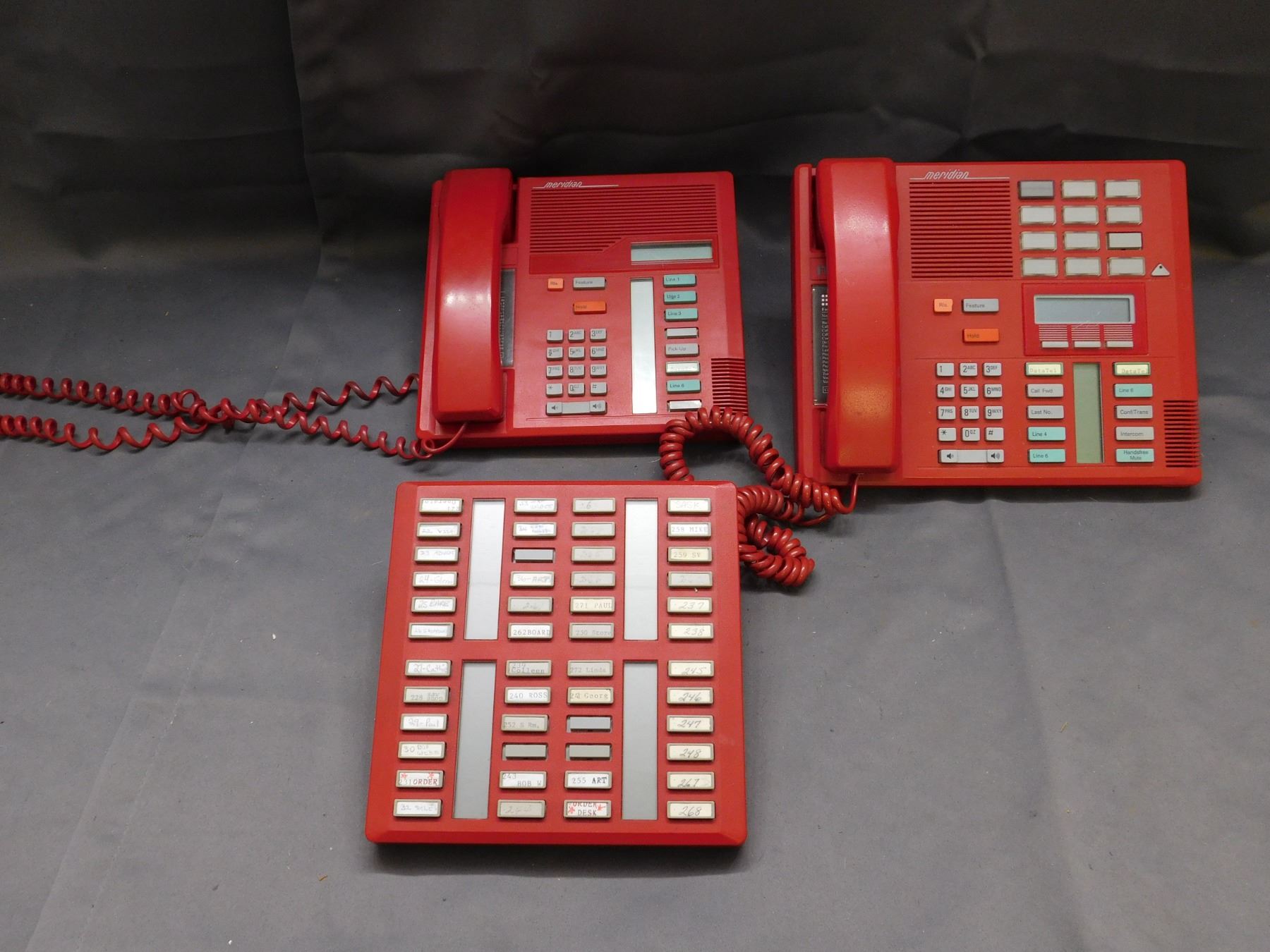 Lot of 3 Office Phones Meridian Red and Switchboard Northern Telecom