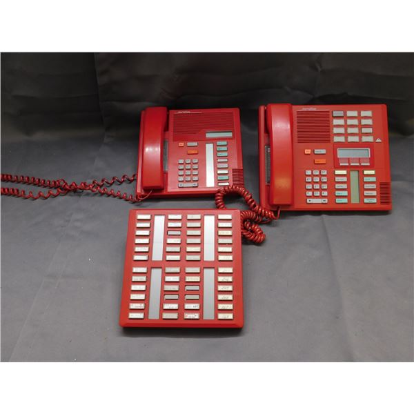 Lot of 3 Office Phones Meridian Red and Switchboard Northern Telecom