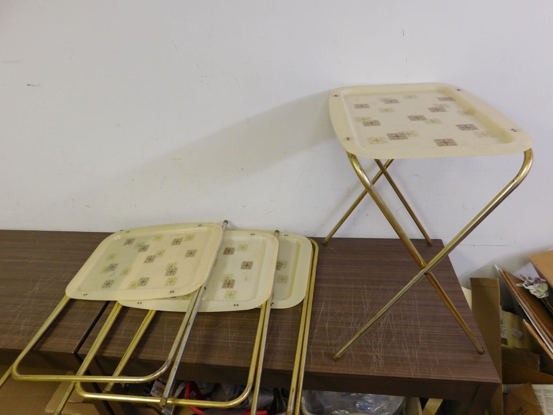 Vintage MCM Folding Plastic TV Trays / Tables