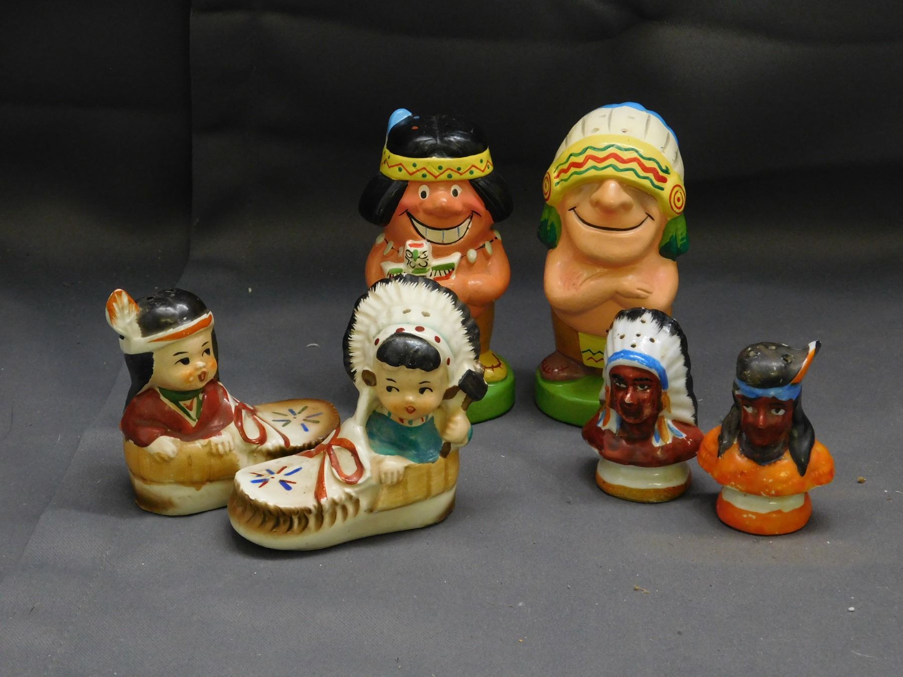 3 Sets of Vintage Indigenous Salt & Pepper Shakers