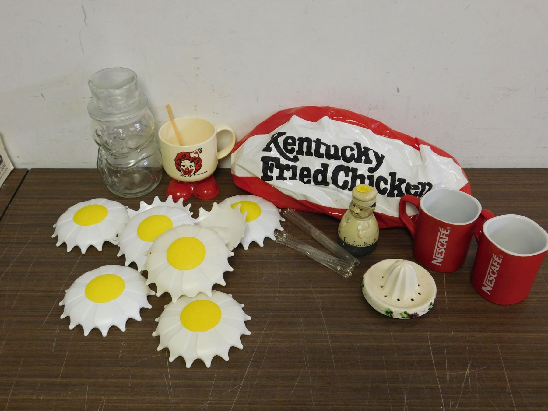 KFC Beach Ball, McDonalds Plastic Mug, Flowers, Nescafe Mugs Juicer, Etc
