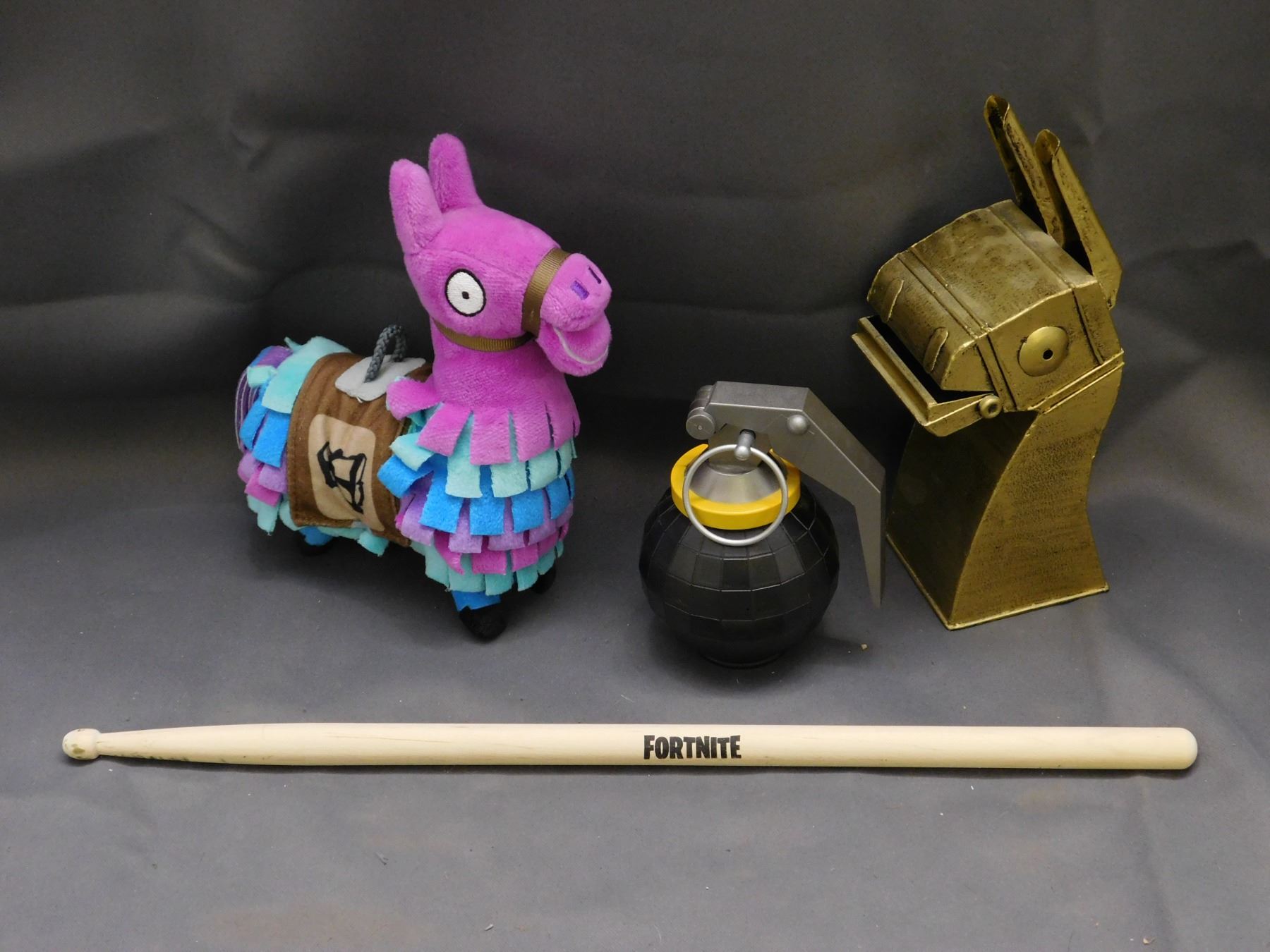 4pcs Fortnite Loot Llama Plush, Llama Cow Bell, Grenade, Drumstick