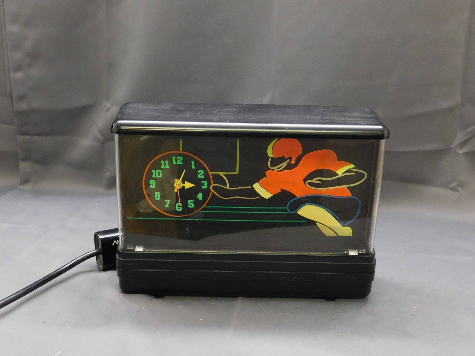 Vintage Plastic Neon Football Wall Clock / Sign Gemini Display 1988