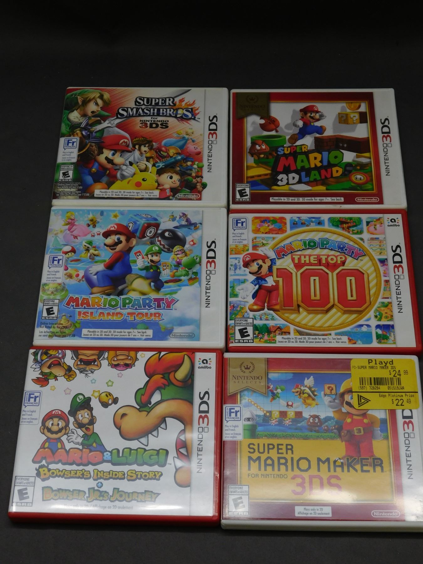 Lot of 6 3DS Games Spuer Smash Bros, Super Mario 3D Land, Mario Party ...