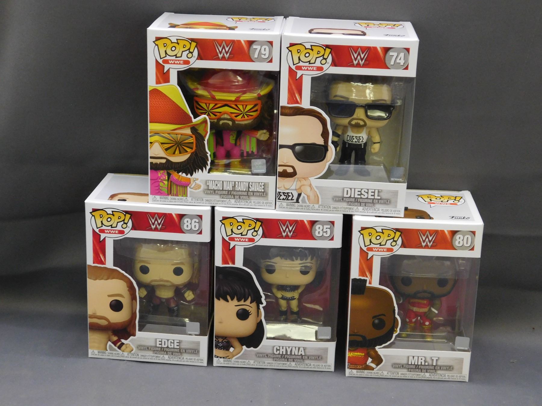 Lot of 5 Wrestling WWE WWF Funko Pop Figures #74, 79, 80, 85, 86