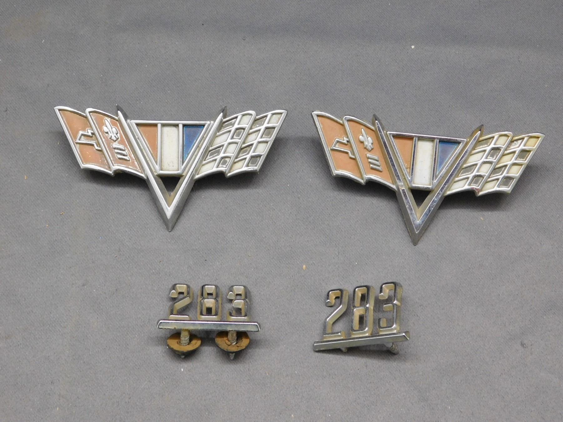1964-67 Chevrolet Flag Emblems and x2 283 Emblems
