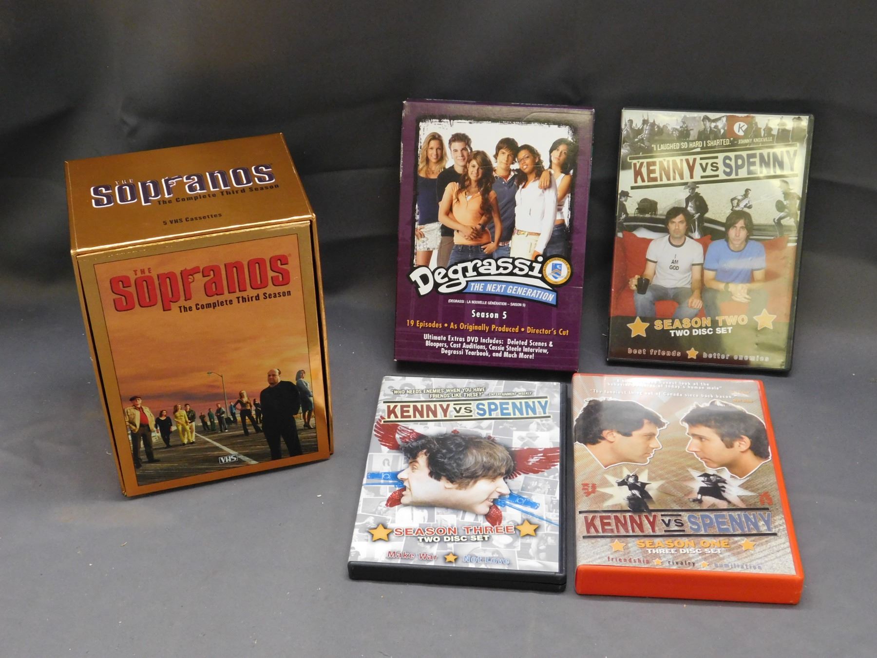 Kenny vs Spenny DVDs, Degrassi Season 5 DVD Set & Sopranos VHS Tape Box Set