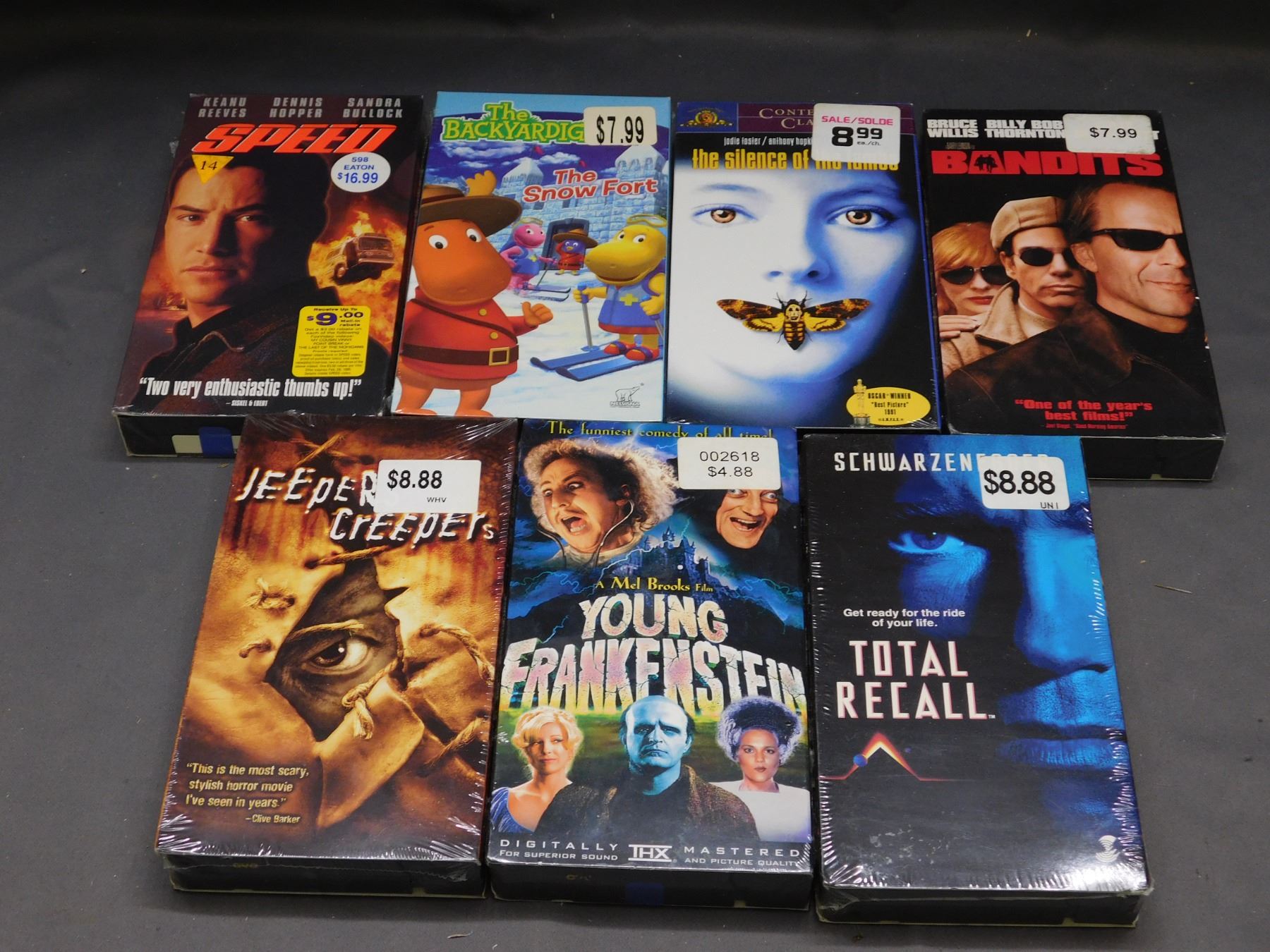 Lot of 7 SEALED VHS Tape Movies Silence of the Lambs, Bandits, Speed ...