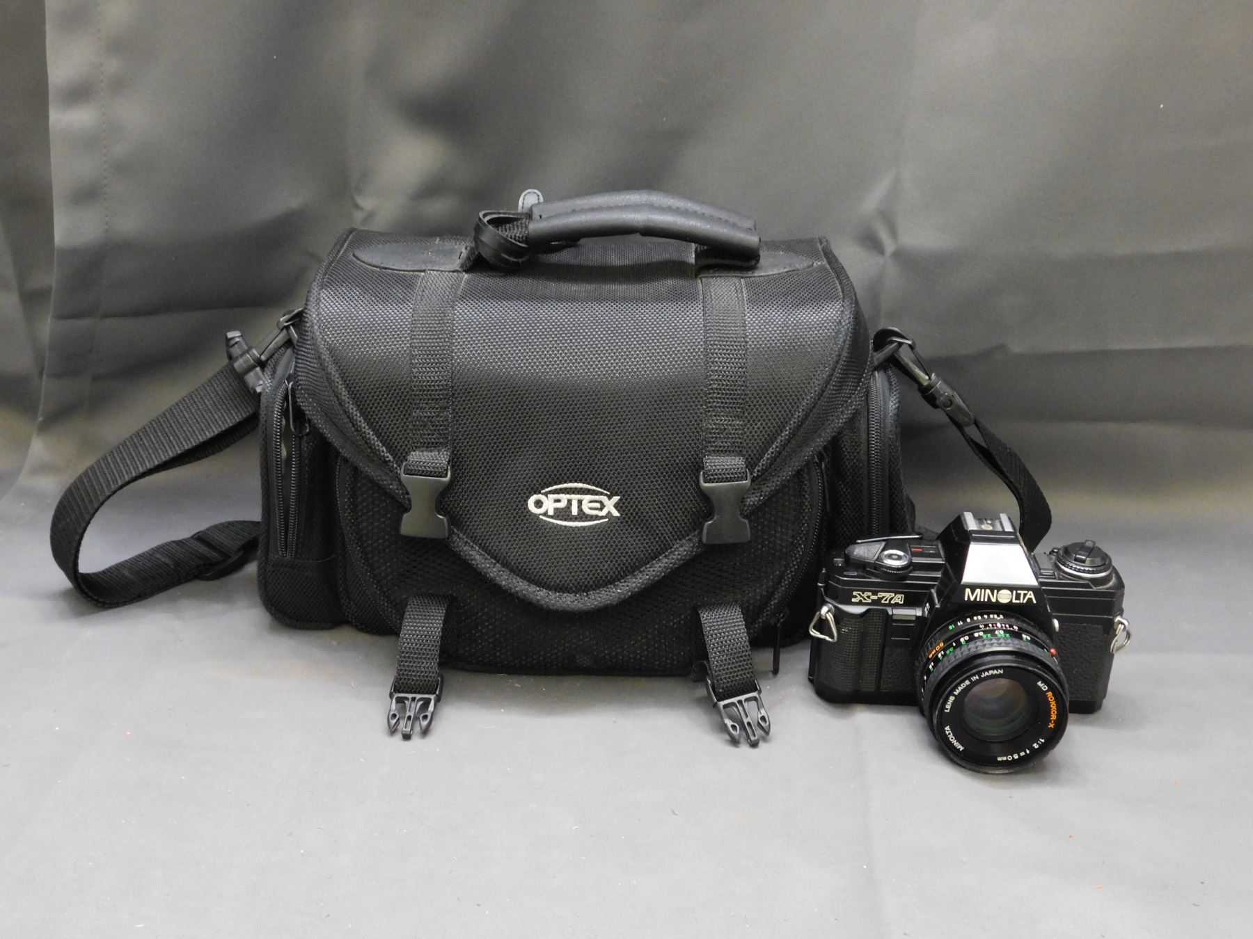 Minolta X-7A Camera with Optex Bag, 50mm f2 Lens