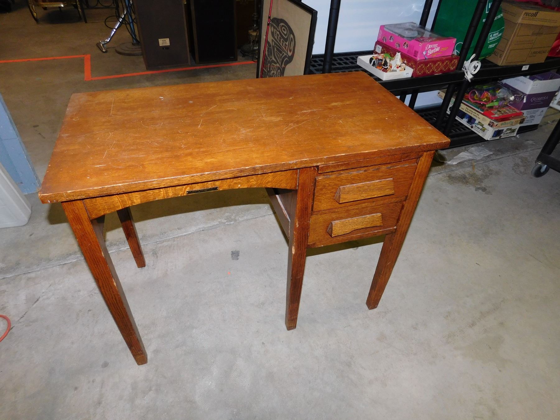 Small Wooden Writing Desk Office 2 Drawers