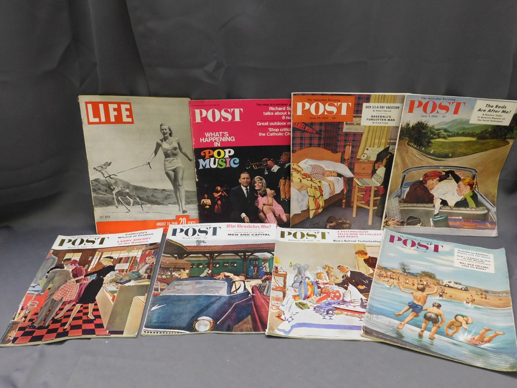 Lot of The Saturday Evening POST Magazines 1950s 60s , LIFE Magazine 1948