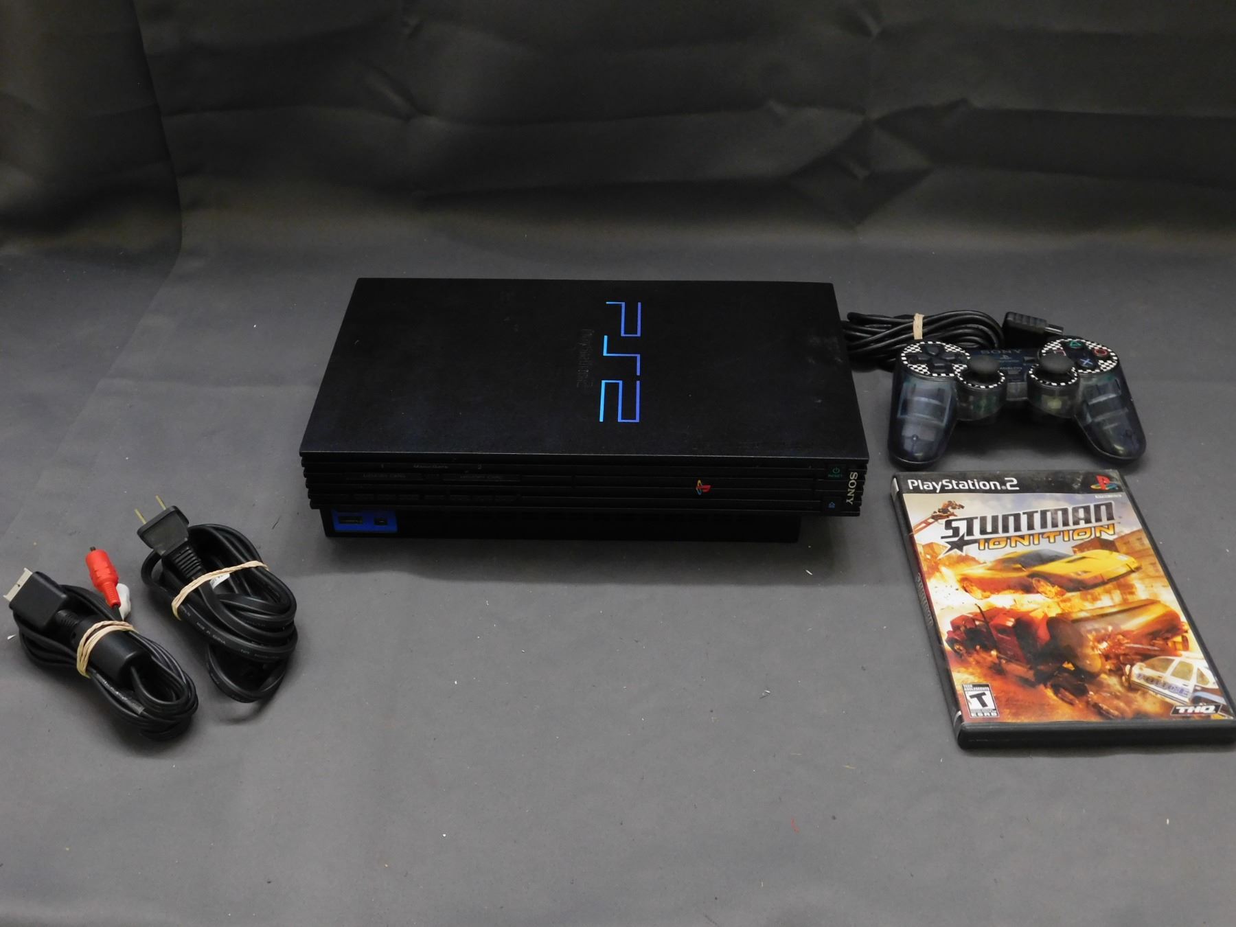 PS2 Fat Video Game Console with Power, Video, Controller & Game