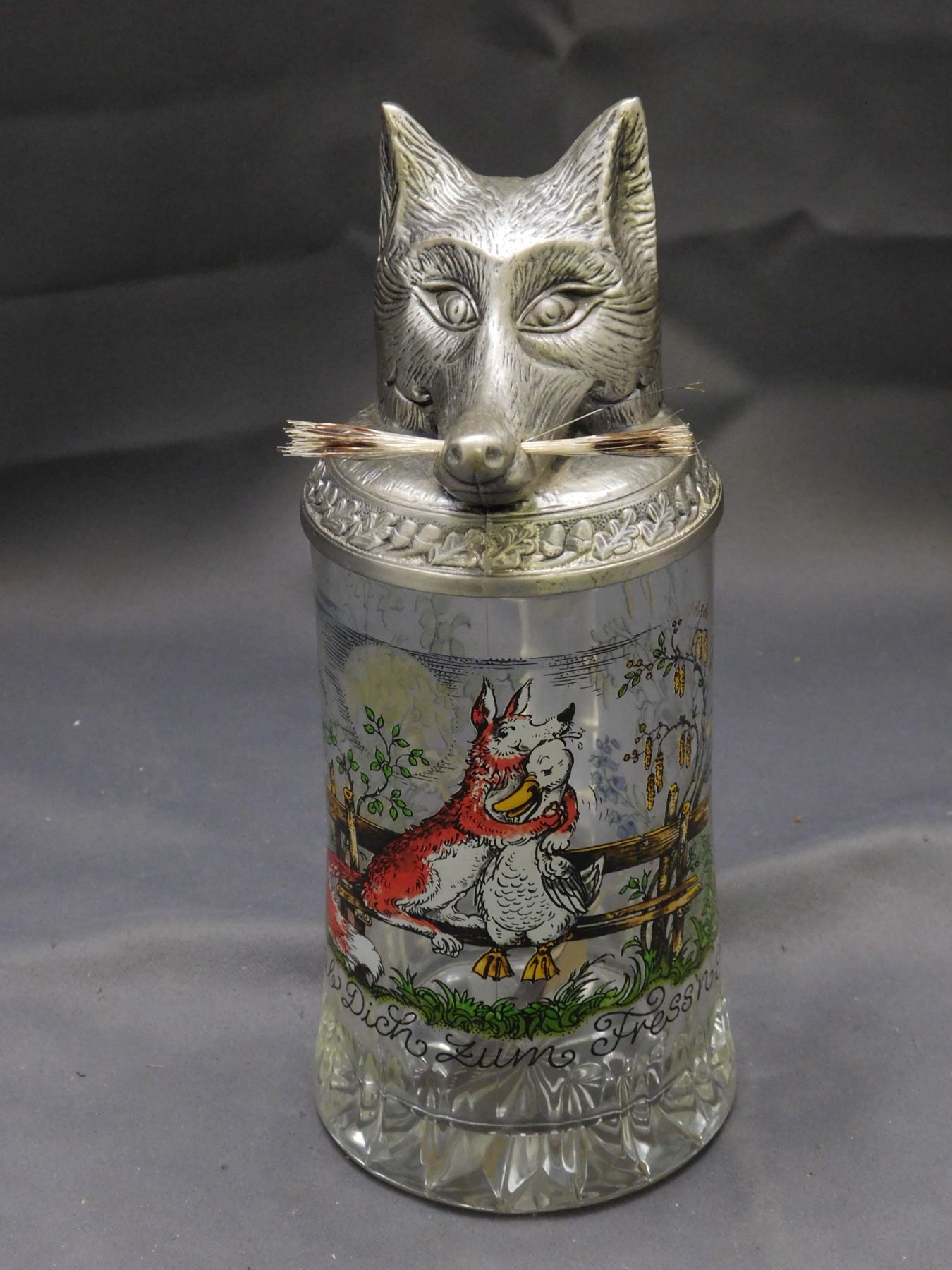 BMF Germany Pewter Fox Head Beer Stein