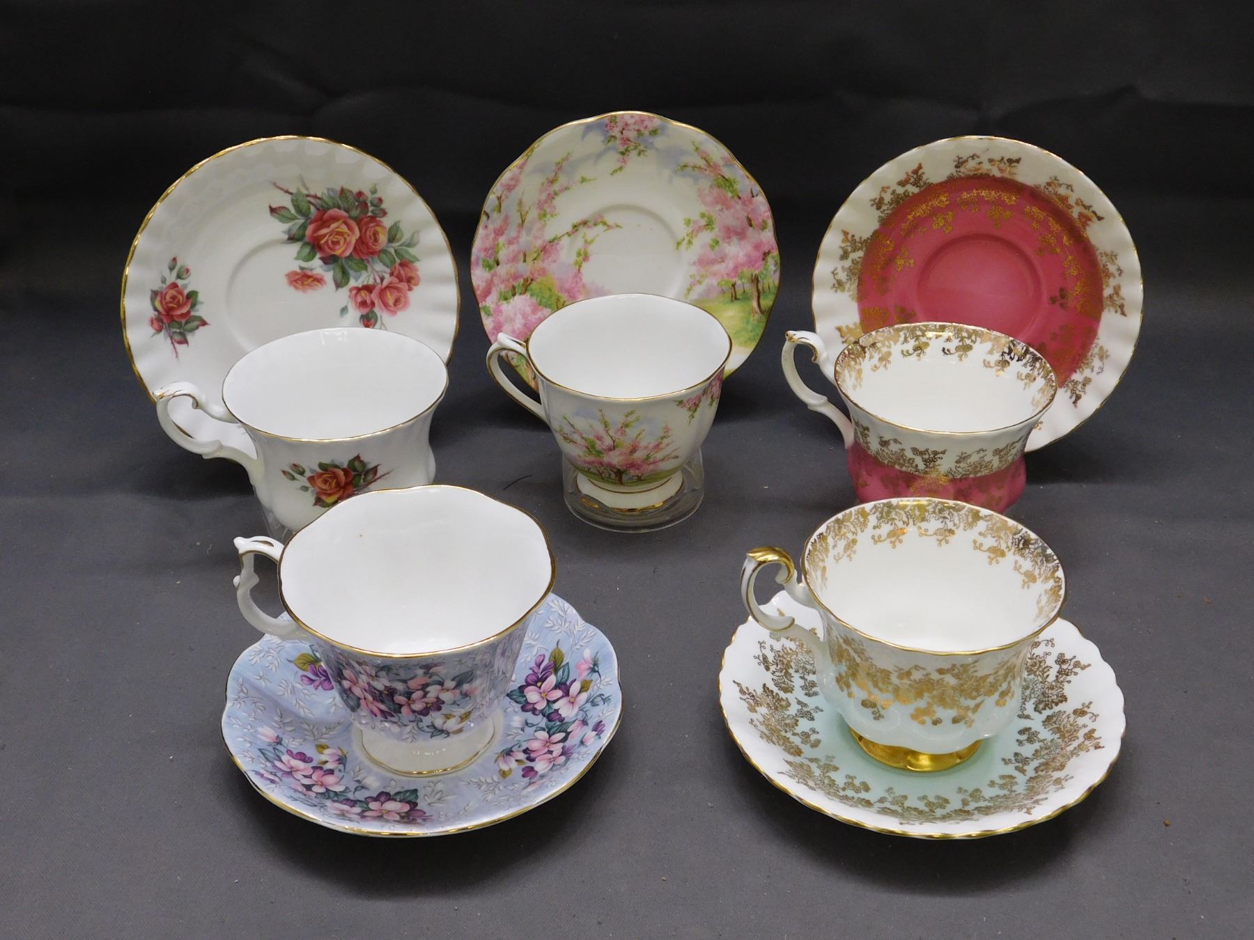 Lot of 5 Fine Bone China Royal Albert Tea Cups and Saucers