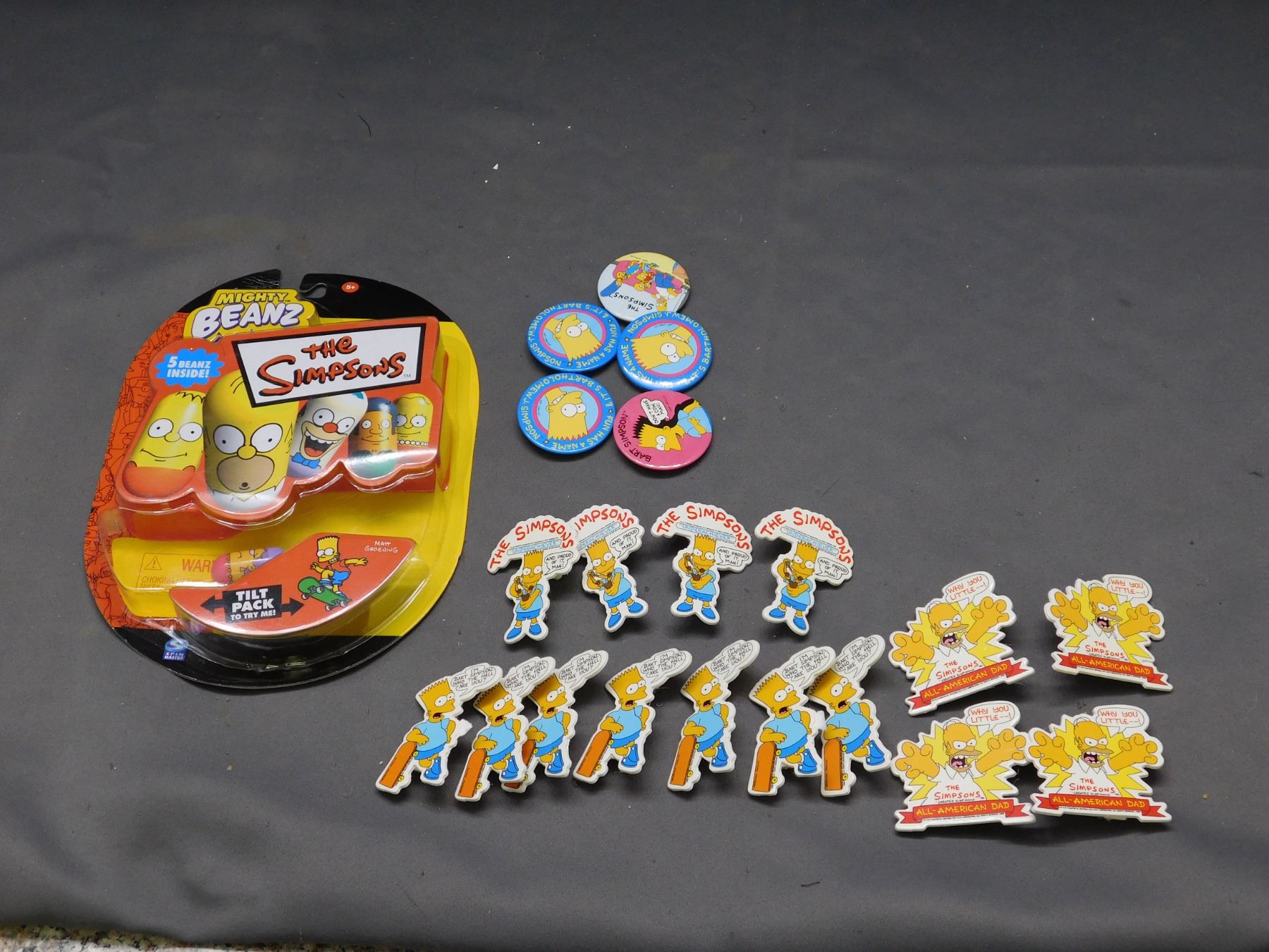 The Simpsons Mighty Beans Pack, Promotional Acrylic Pins, Buttons