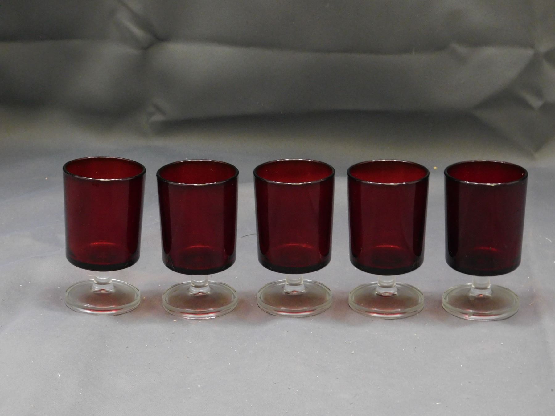 Lot of 5 Ruby Red Luminarc Arcoroc Wine Glasses