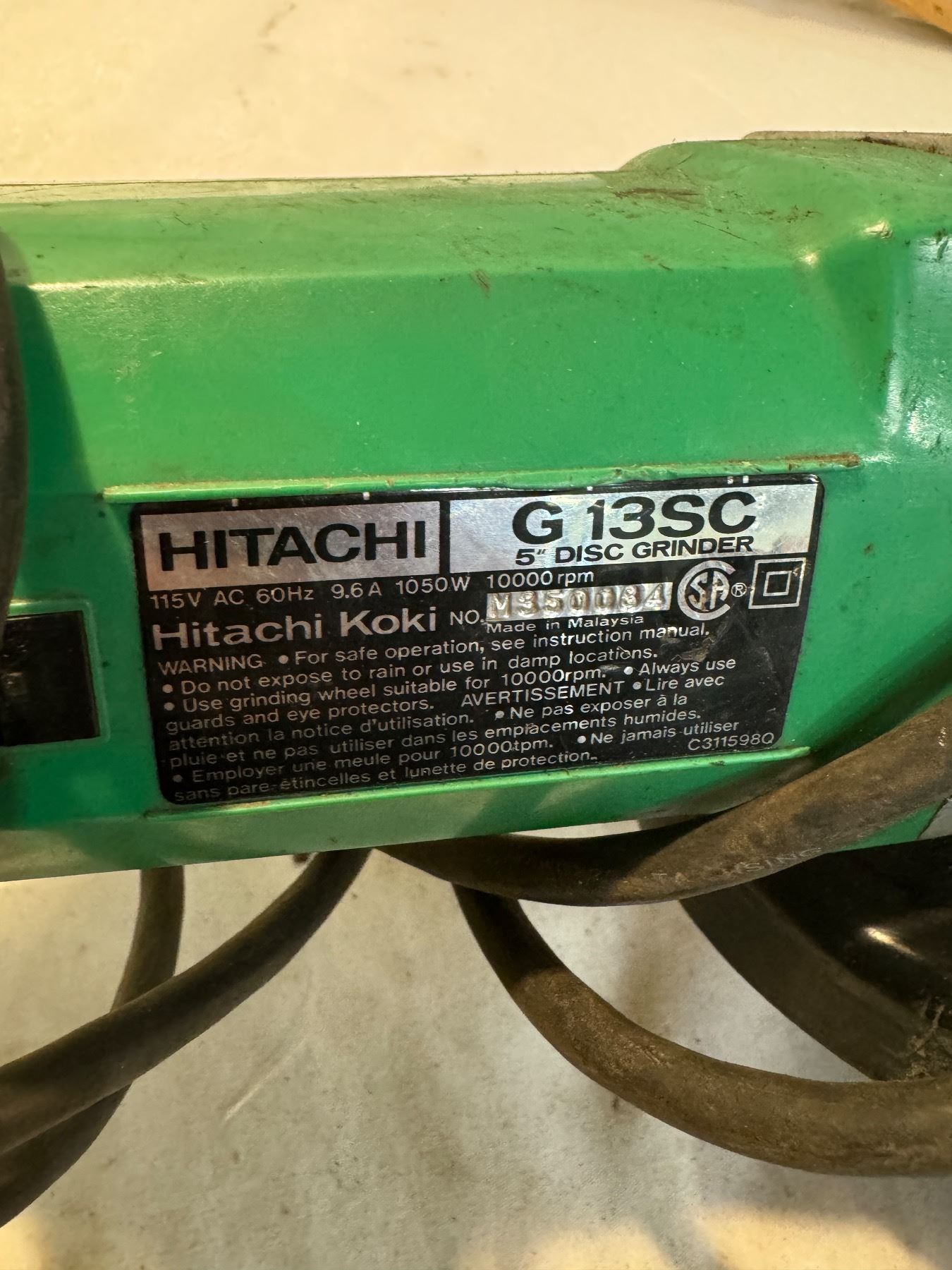 Hitachi 5" disc grinder