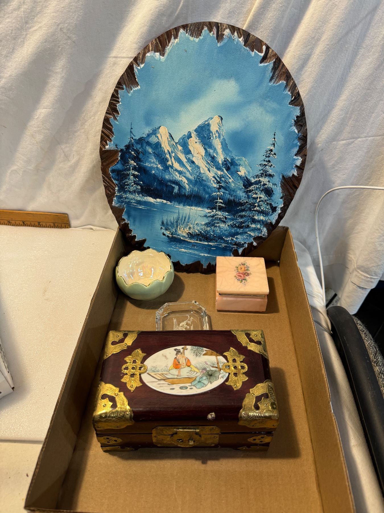 Trinket boxes and wall hanging