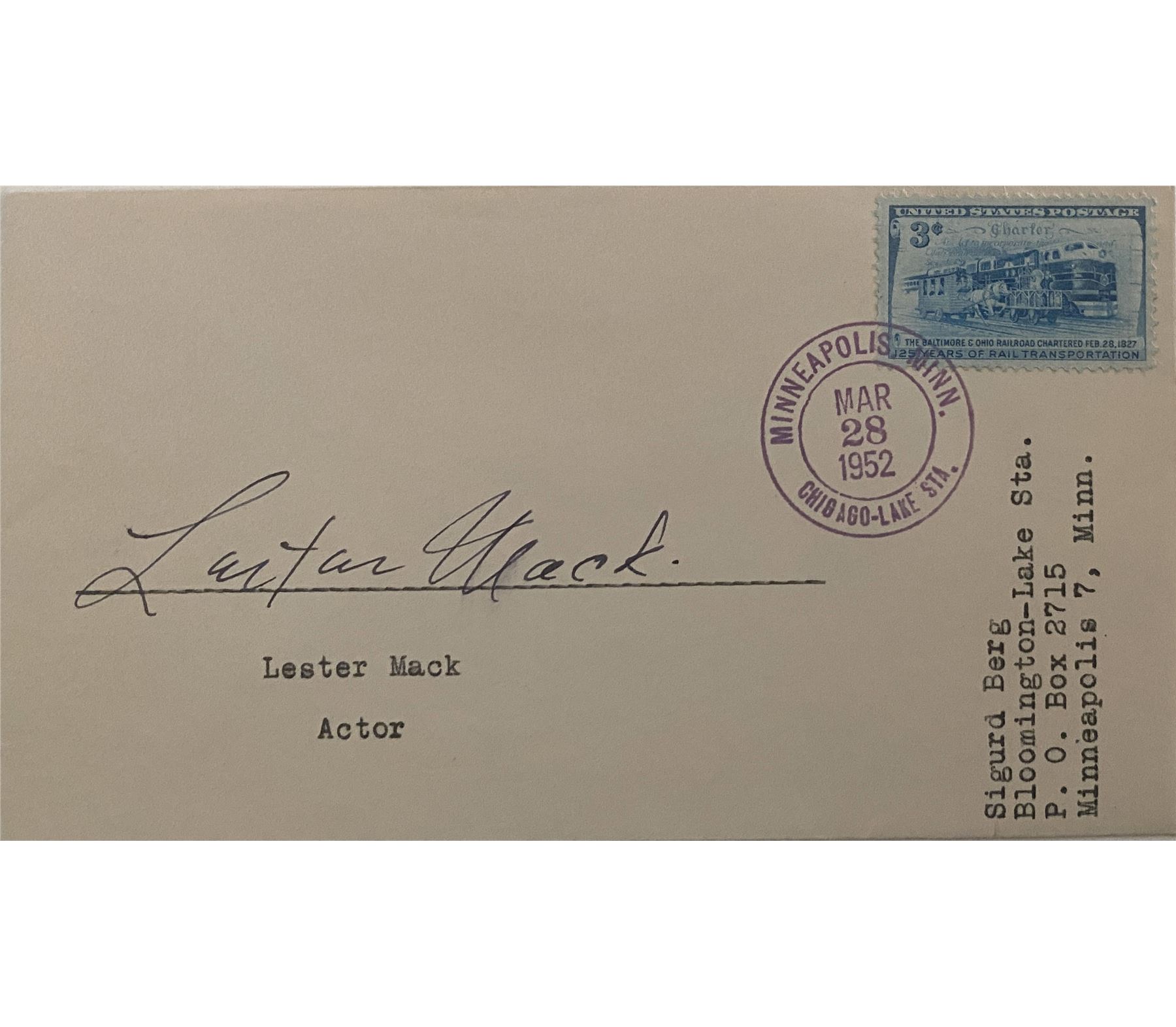 Lester Mack signed 1952 cover