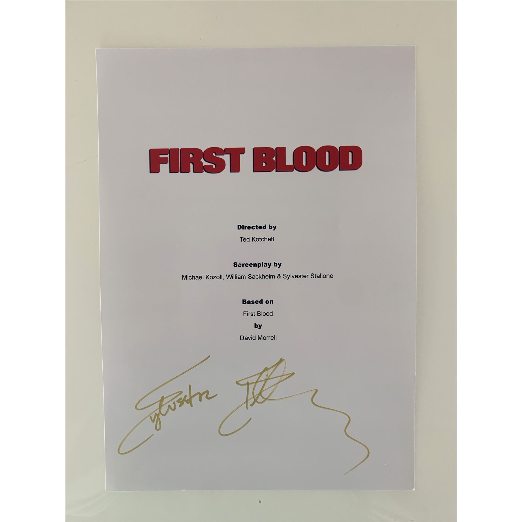 Sylvester Stallone signed First Blood script cover