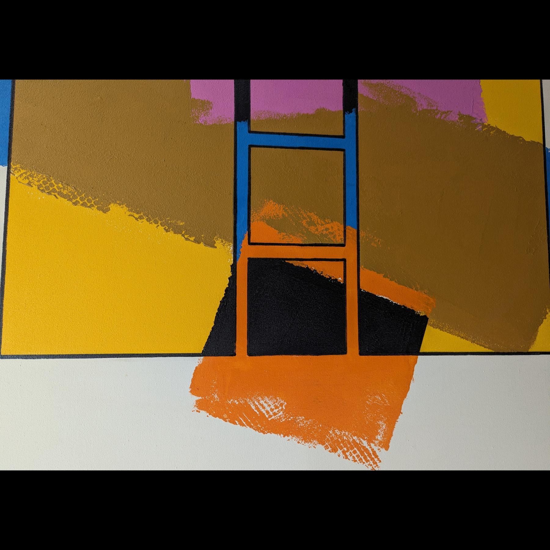 Large American Jon Henry 1916-90 Acrylic Abstract Painting Titled ...