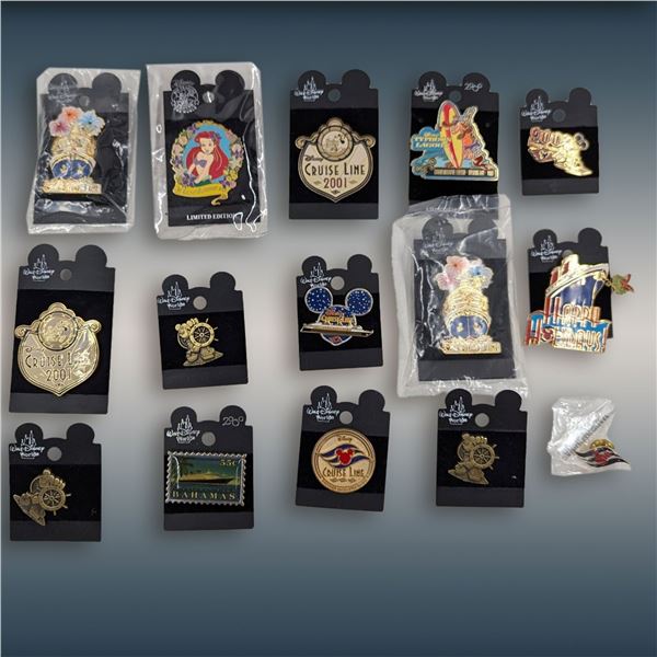 Lot Of 15 Vintage Walt Disney Pins, Oceanic And Vacation