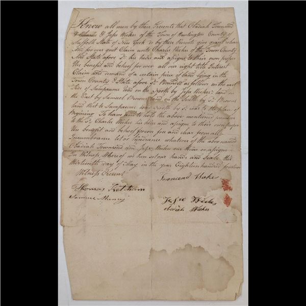 An Original 19th Century Signed Deed To A Piece Of Property In ...