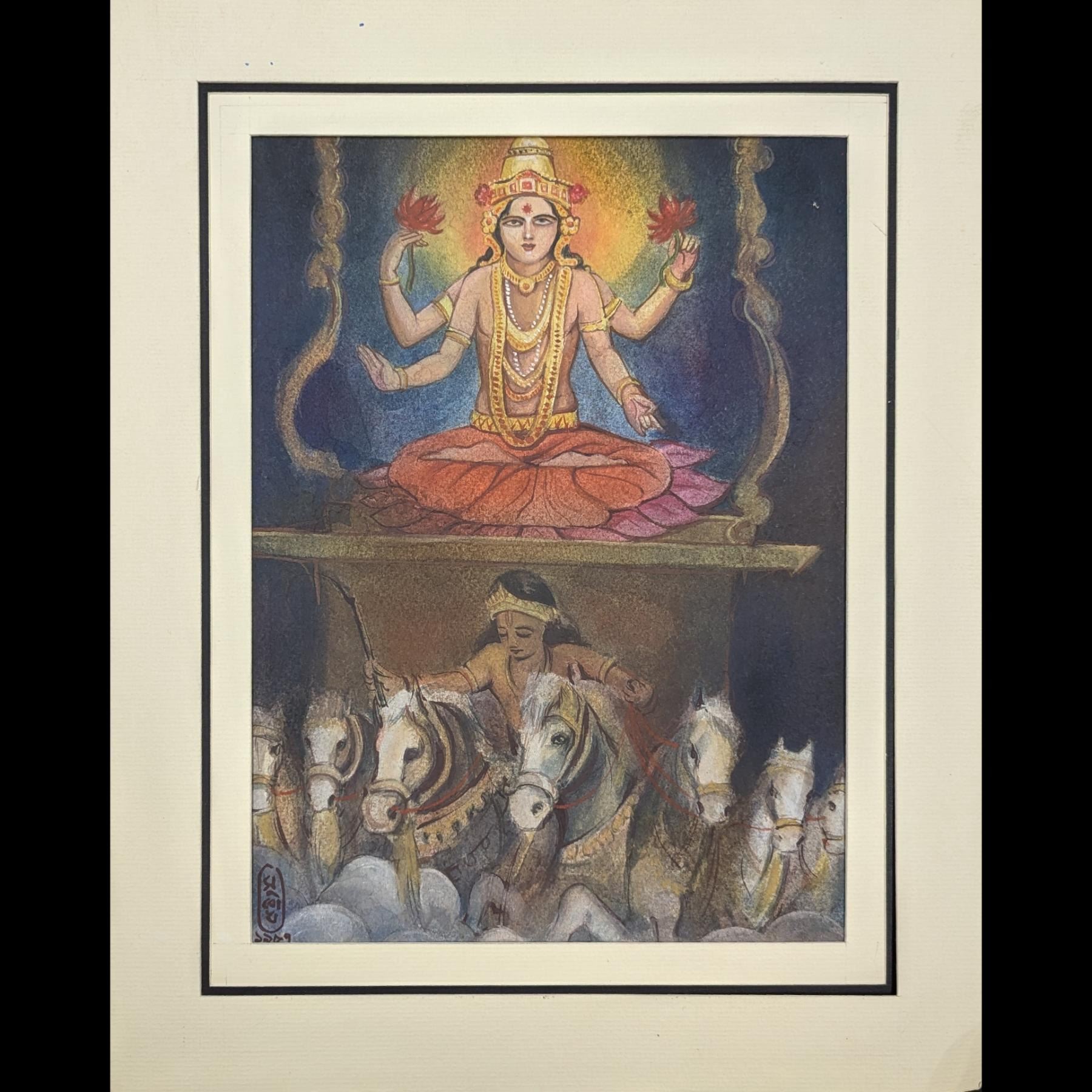 Rare Old Indian / Bengal Artist Signed Subodh Kumar Sengupta Tempura On ...