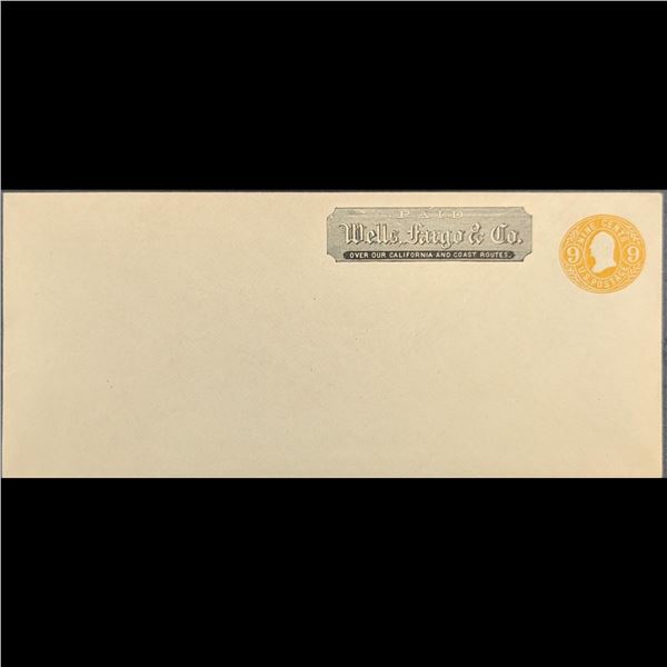 U66, 1864 Lemon Colored 9 Cent Washington Stamp Mint Entire With Wells ...