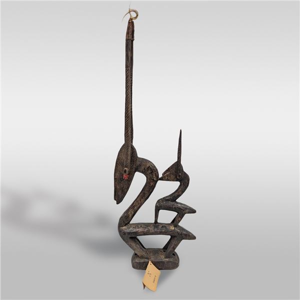 Carved Wood African Chi Wara Bamana Tribe Female Sculpture