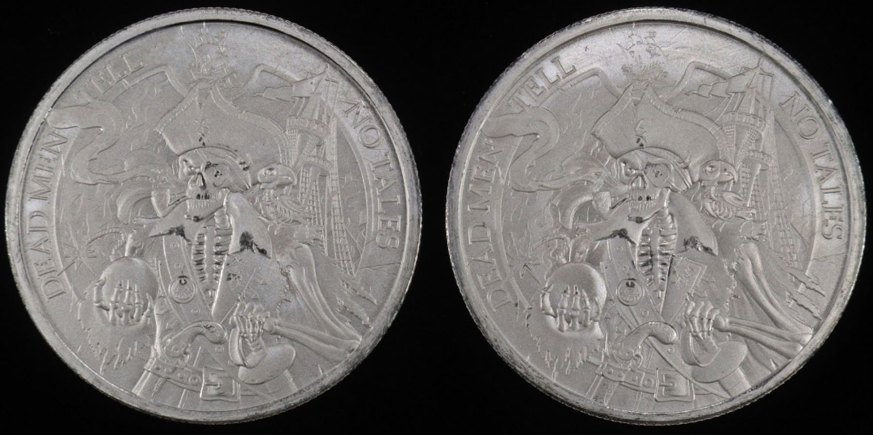(2) 1 OZ .999 SILVER DEAD MEN TELL NO TALES ROUNDS