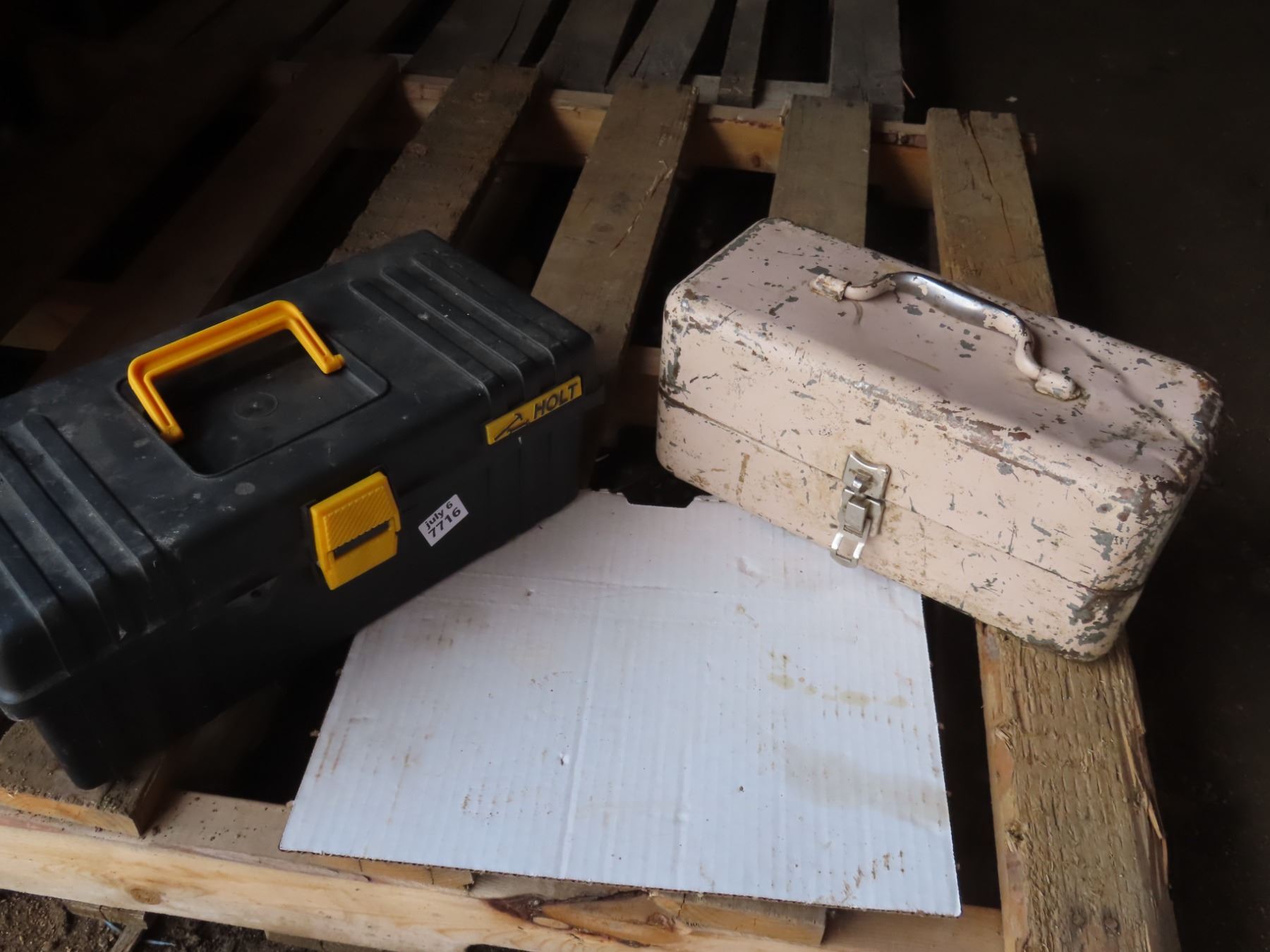 pair of tool boxes, one with Coleman lantern parts - Schmalz Auctions