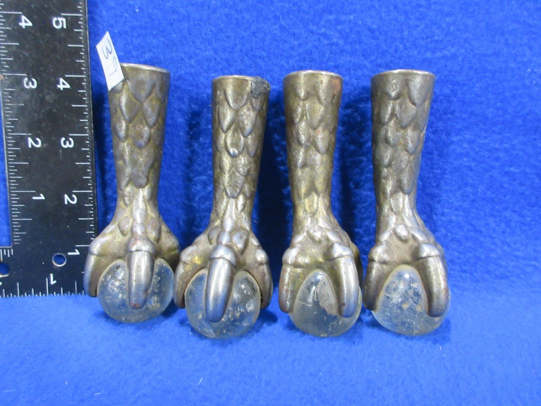 Set of 4 - Cast Iron "Eagle Talon" with Crystal Ball Bases