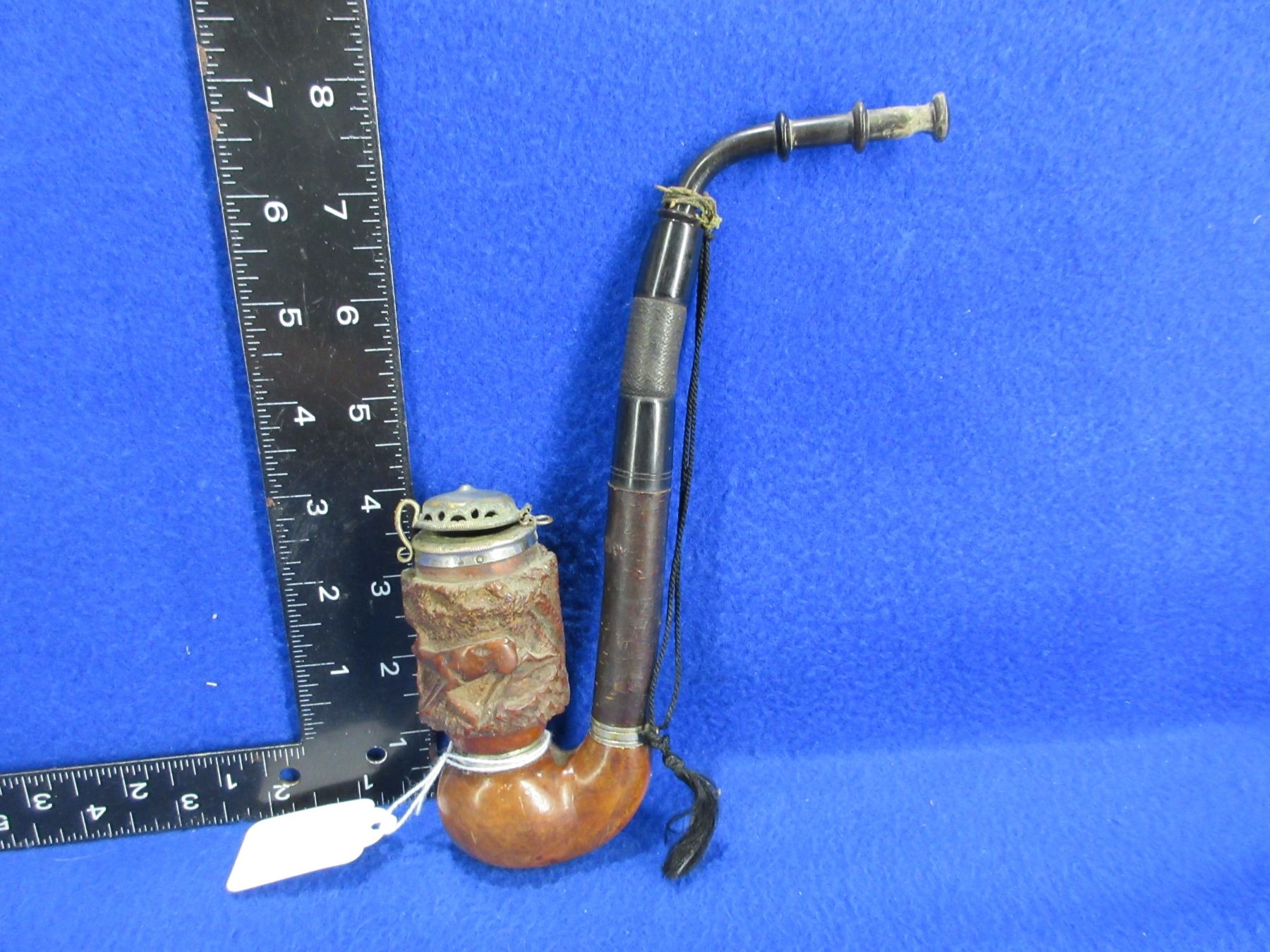 Vintage Bruyere Garantie German Pipe - Hand Carved Deer