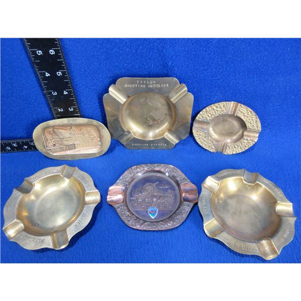6 Vintage Brass Ashtrays