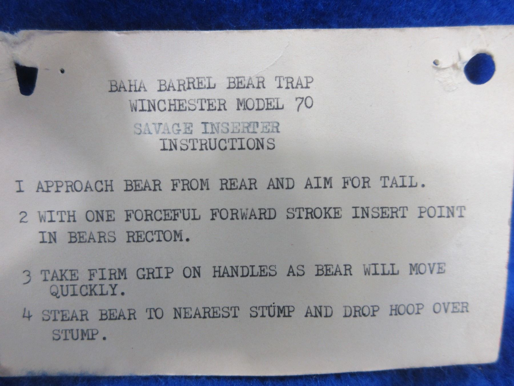 Baha Barrel Bear Trap Made From Win. & Savage Barrels