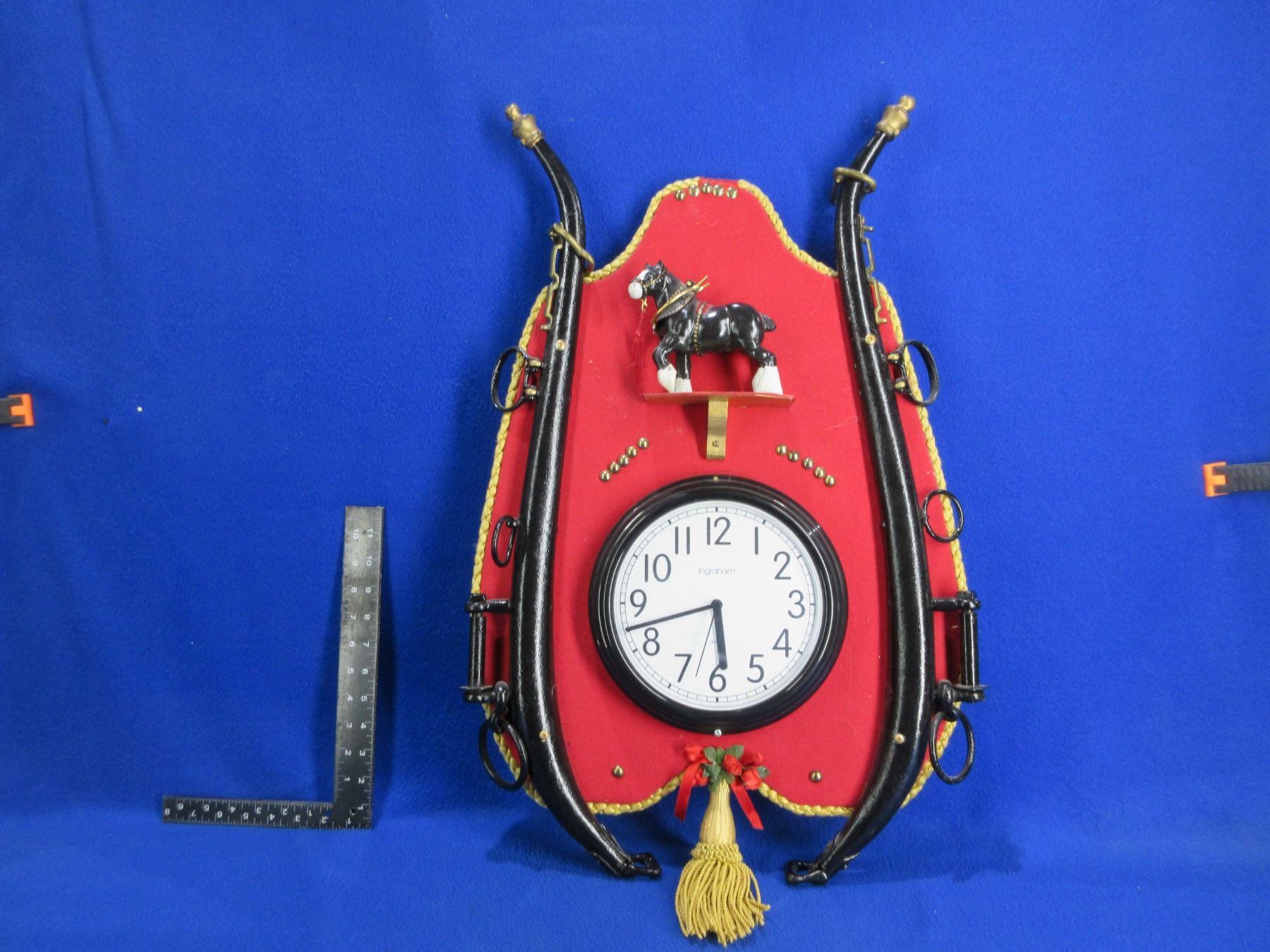 Mounted Horse Hames with Clock and Horse Statue
