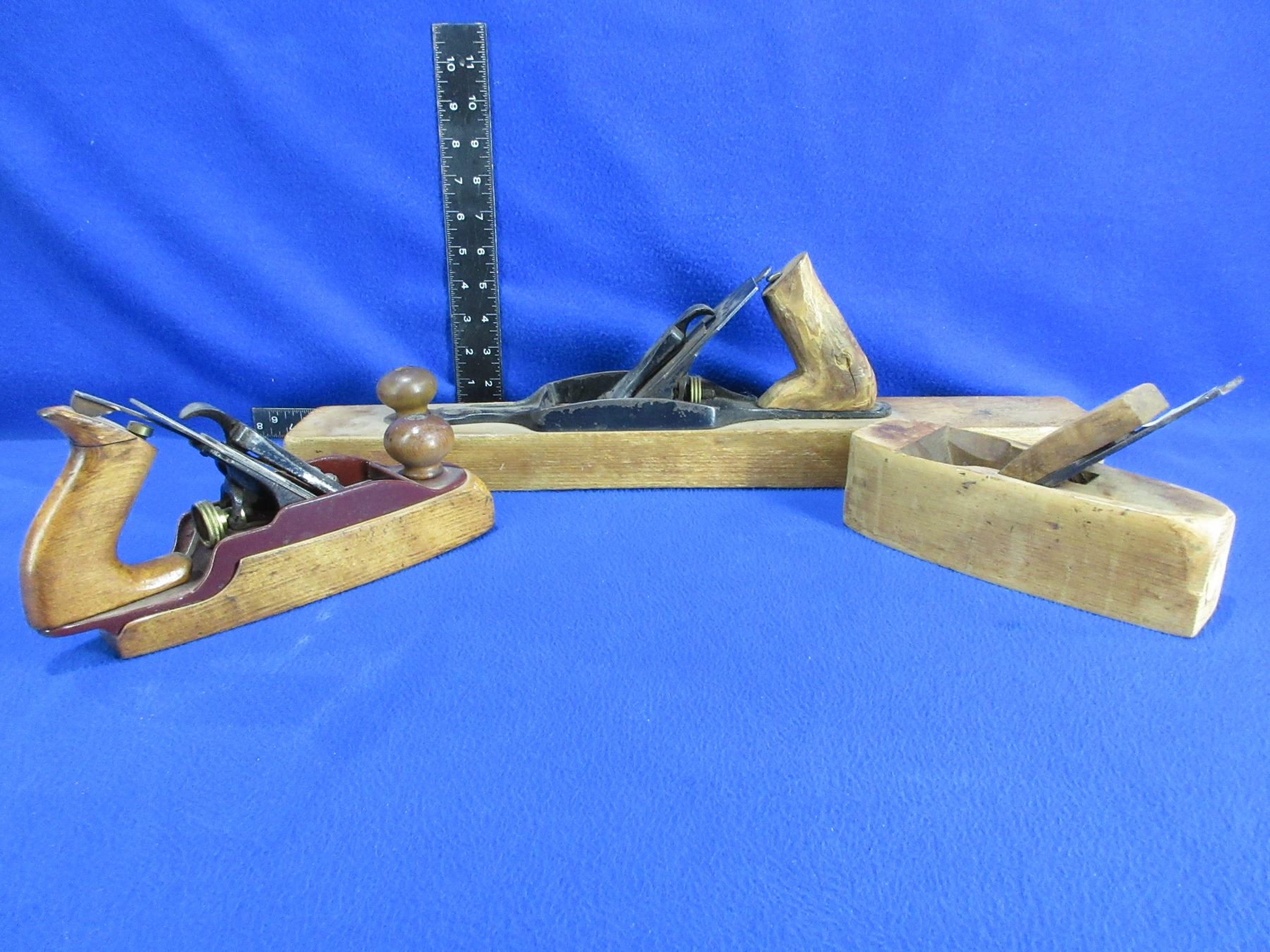 3 Vintage Wood Block Wood Planers