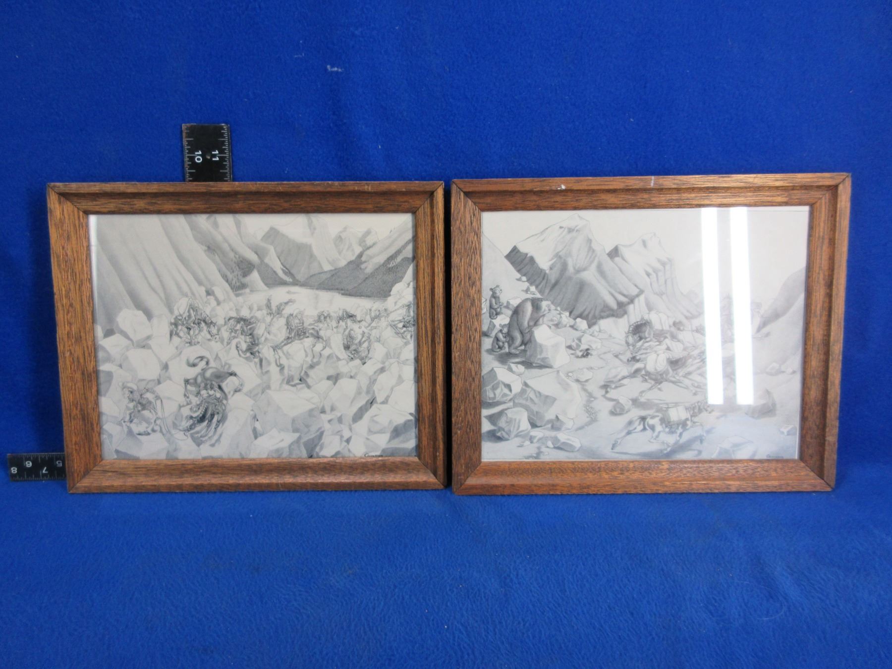 2 Framed Pictures - By Western Comic Artist Lou Cameron