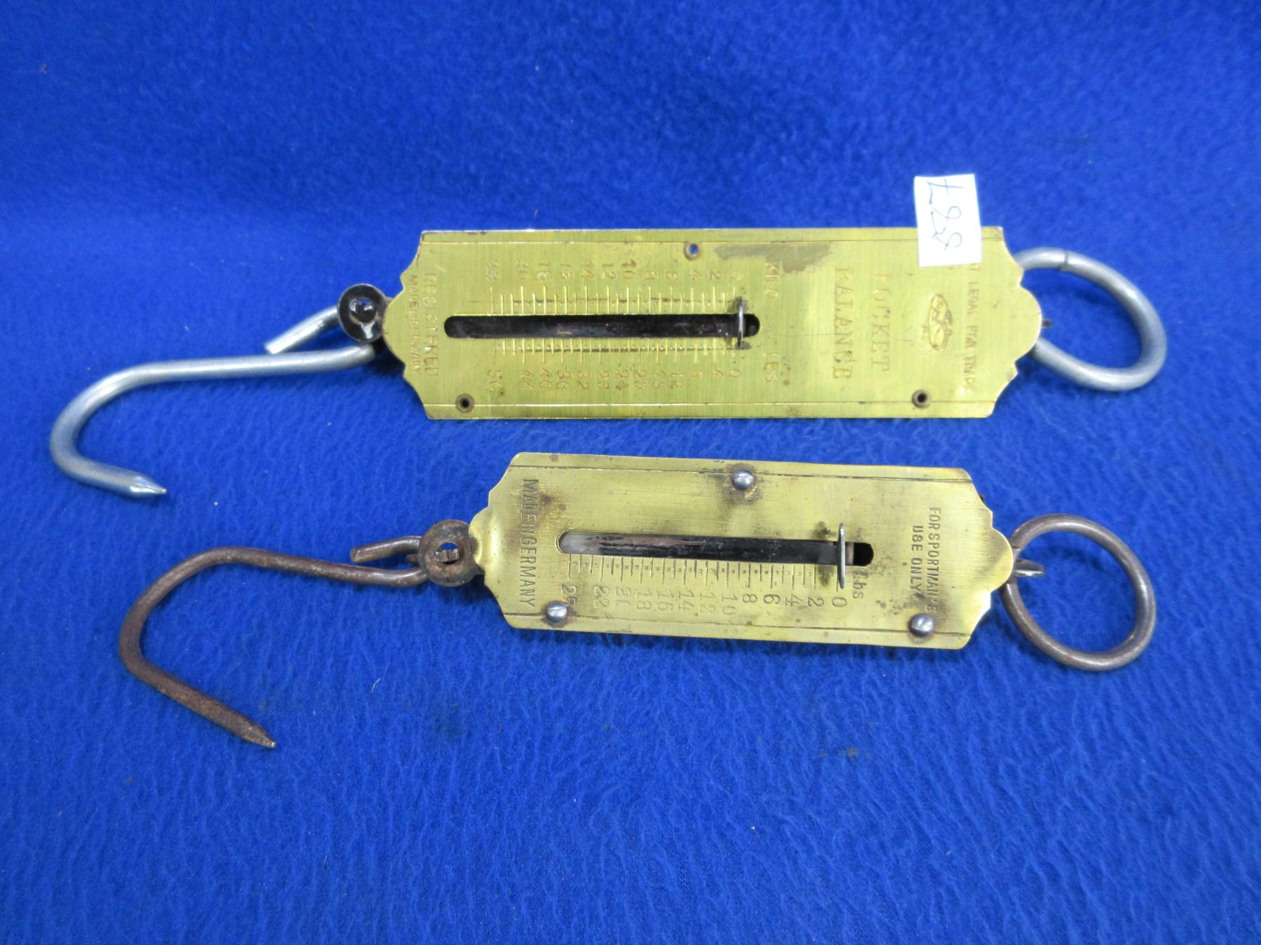 2 Vintage Brass & Metal Spring Balance Hanging Scales